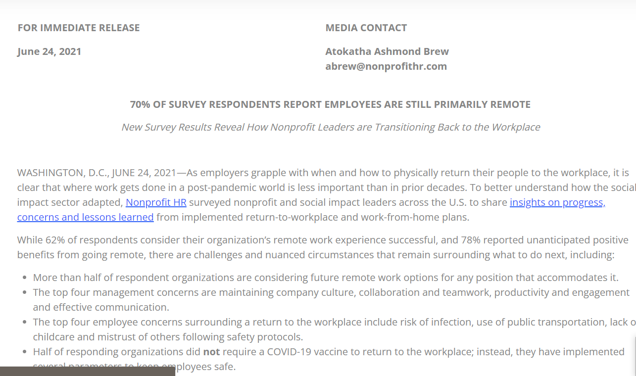 New Survey Results Reveal How Nonprofit Leaders are Transitioning Back ...