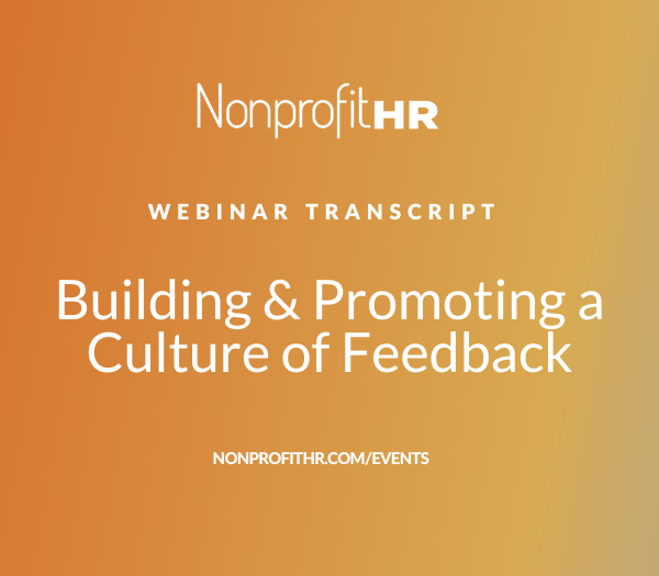 Building & Promoting a Culture of Feedback | Nonprofit HRNonprofit HR